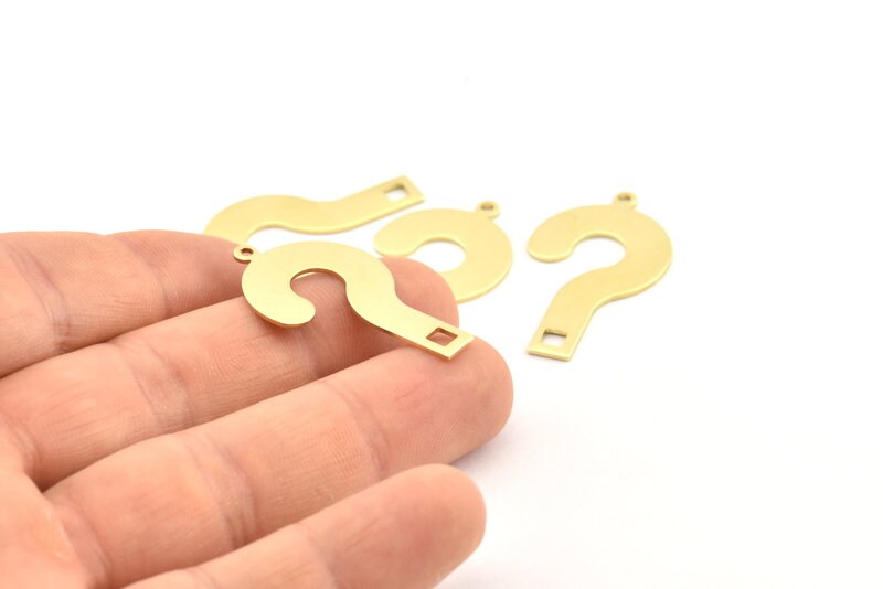 Brass Question Mark Charm 12 Raw Brass Question Mark Charms | Etsy