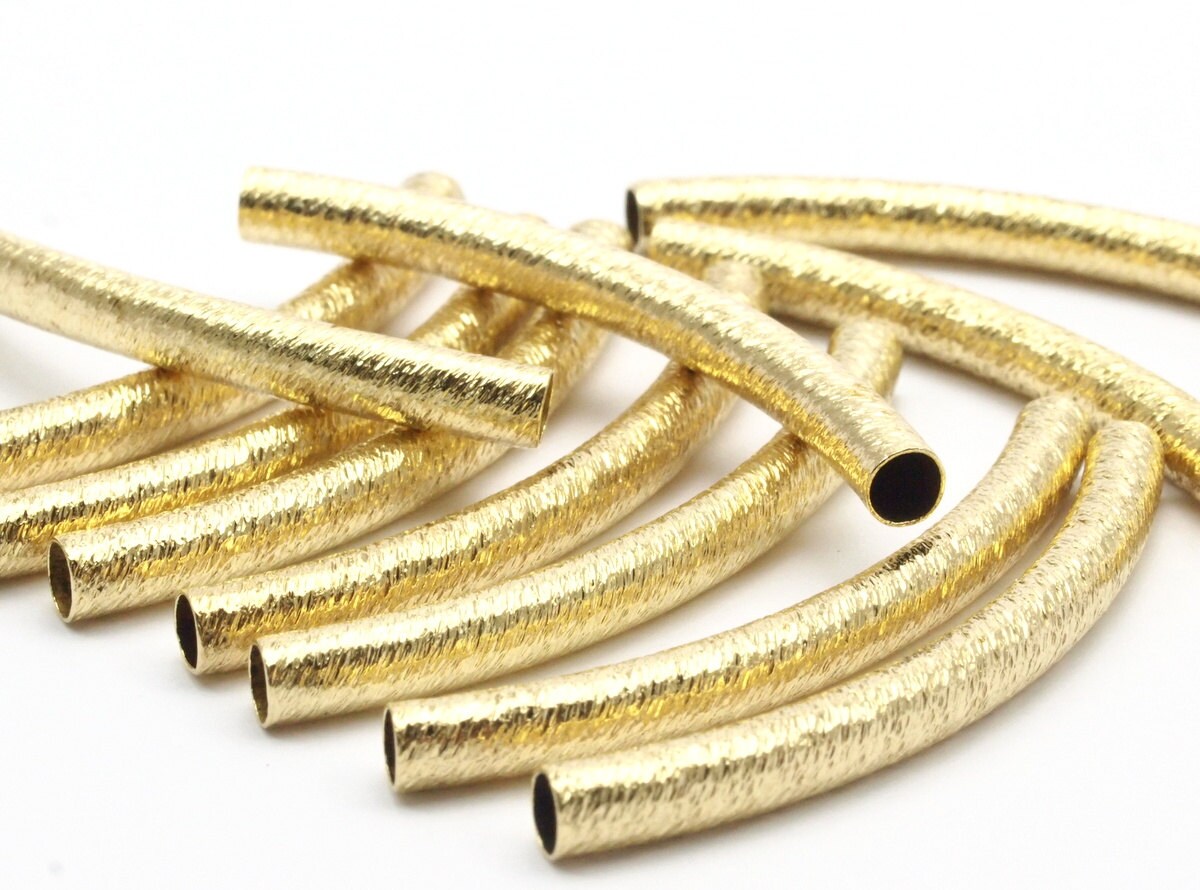 Textured Curved Tubes 20 Raw Brass Textured Curved Tubes | Etsy