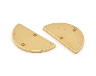 Raw Brass Half Moon Textured Charmssemi Circle Connector With - Etsy