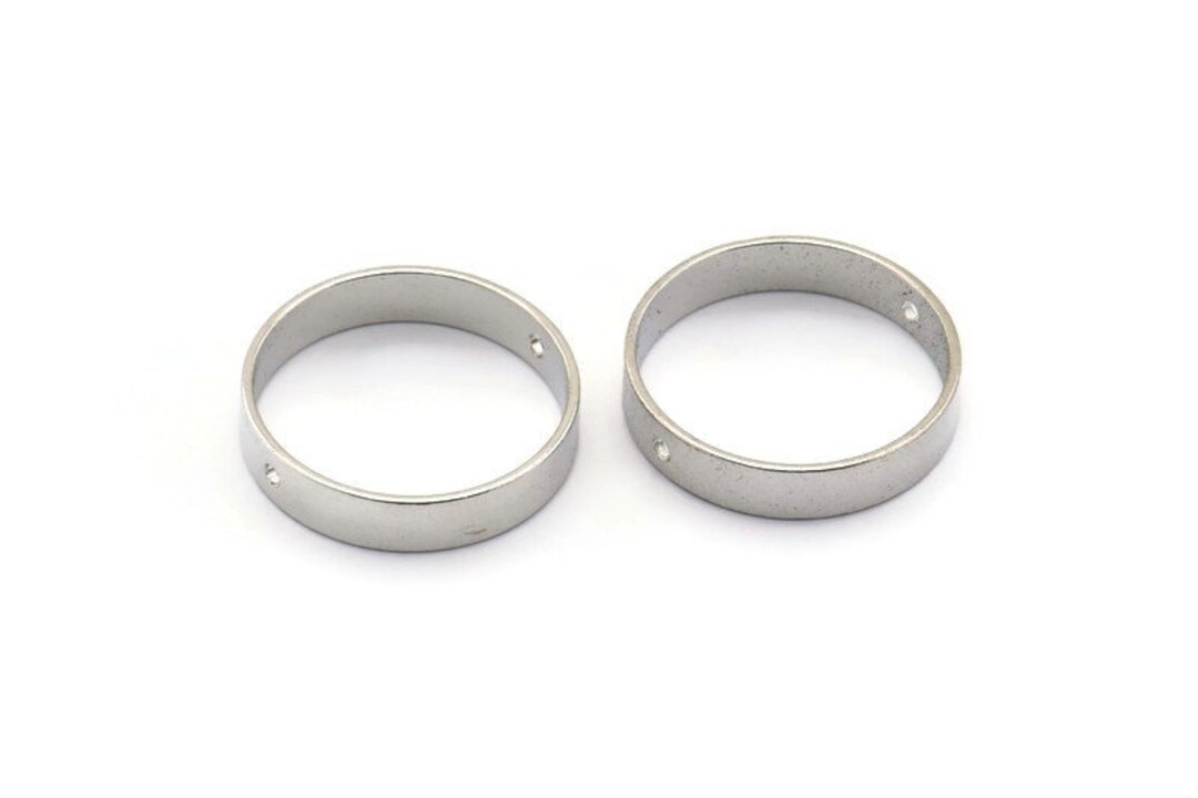 Silver Circle Charm, 12 Silver Tone Circle With 2 Holes (20x4mm) BS ...