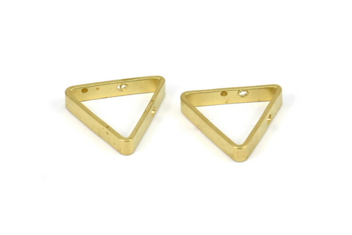 Brass Triangle Charm 12 Raw Brass Triangles With 2 Holes | Etsy