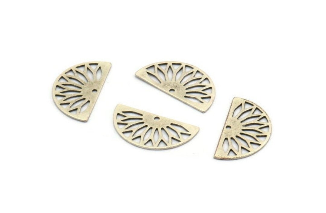 Silver Semi Circle, 12 Antique Silver Plated Brass Semi Circle Charms ...
