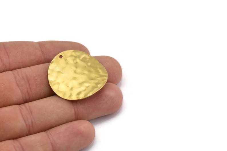 Hammered Wave Discs, 8 Raw Brass Hammered Wave Discs With 1 Hole (32mm ...