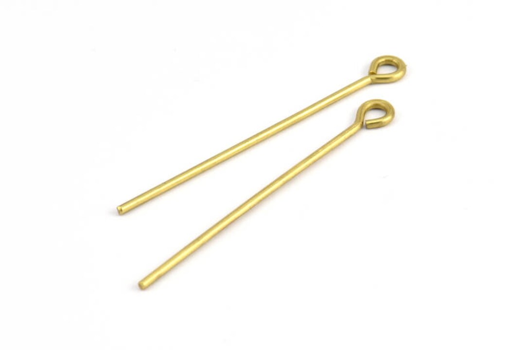 60mm Eye Pin, 25 Raw Brass Eye Pins, Findings (60x1.5mm) BS 2251 - Etsy