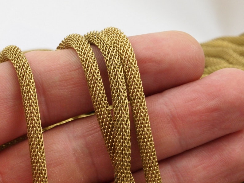 Brass Mesh Chain 5m Raw Brass Mesh Chain 4mm Ch002 Z109 | Etsy