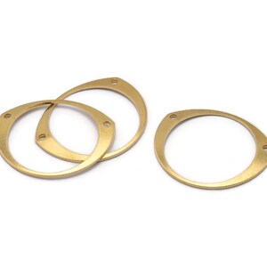 Brass Circle Connector, 24 Raw Brass Circle Connectors With 2 Holes ...