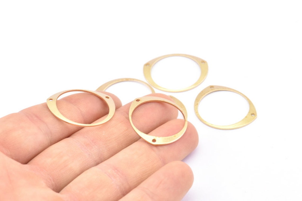 Brass Circle Connector 24 Raw Brass Circle Connectors With 2 | Etsy