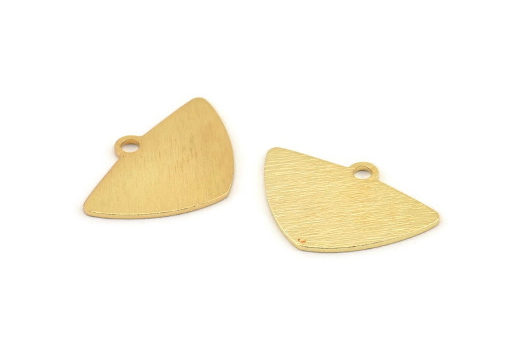 Gold Triangle Charm, 2 Textured Gold Plated Brass Triangle Charms With ...