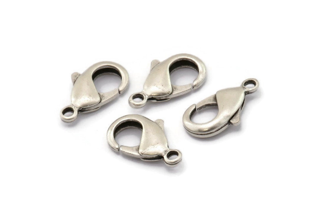 Silver Parrot Clasp, 4 Antique Silver Plated Brass Lobster Claw Clasps ...