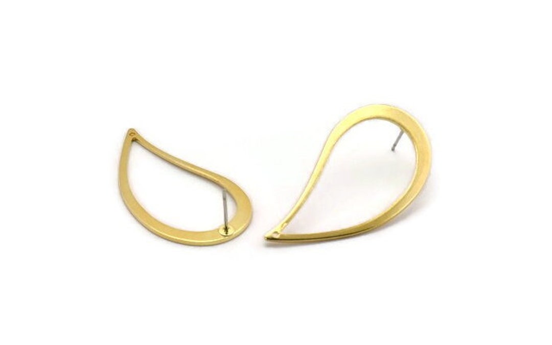 Brass Drop Earring, 6 Raw Brass Drop Stud Earrings With 1 Hole ...