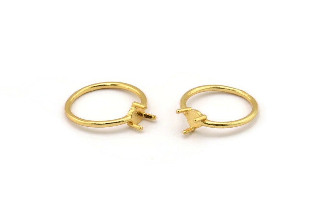 Claw Ring Setting, 2 Gold Plated Brass 5mm Ring Settings With 3 Claws ...