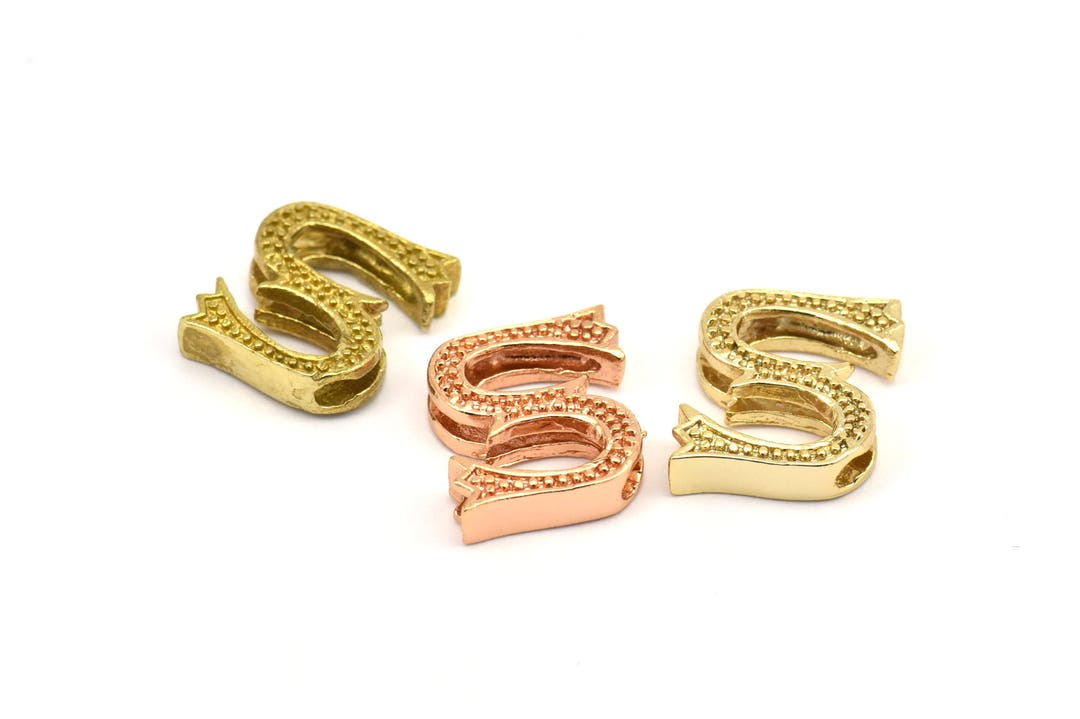3 Letter Pendants, 3 Brass Letter Alphabets, Rose Gold and Gold Finish ...