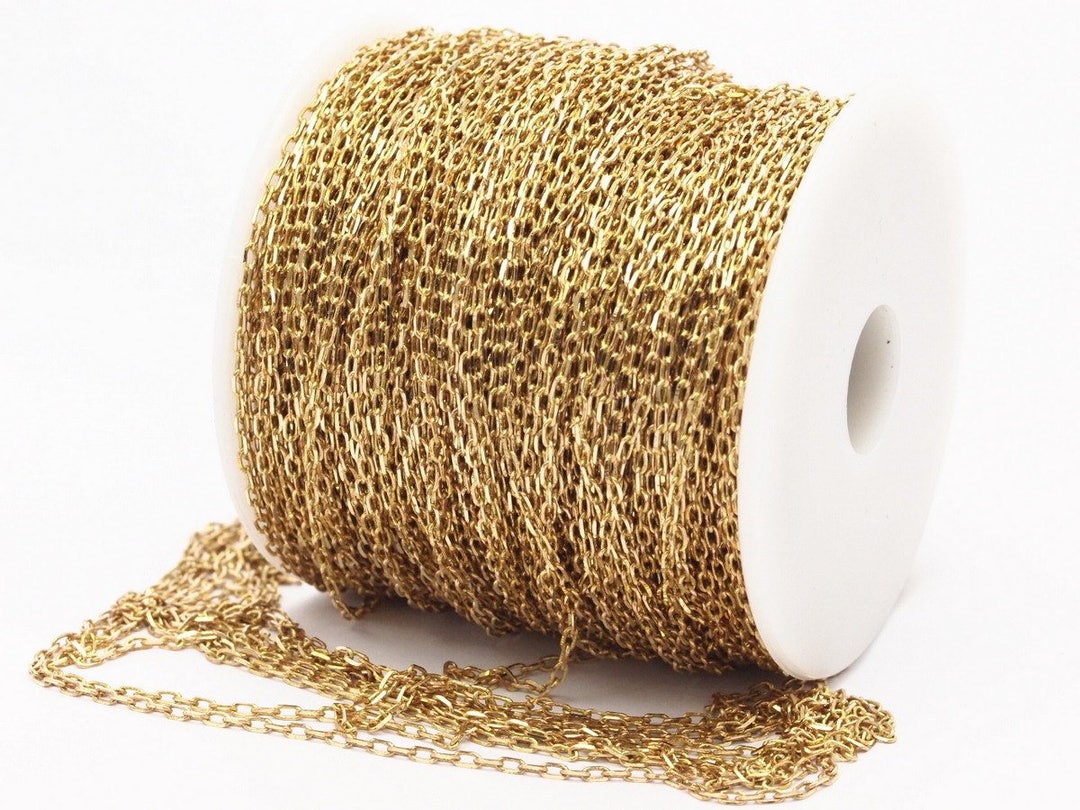 Raw Brass Chain, Raw Brass Soldered Chain (1.5x3mm) 5m-10-90m Bs 1069 ...