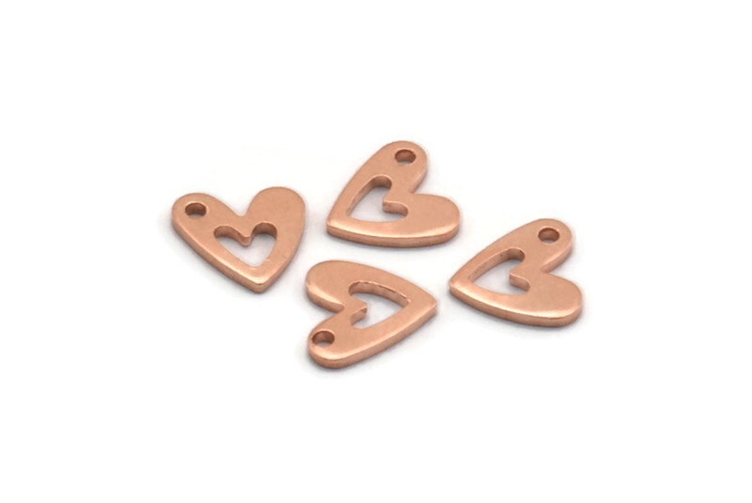 Copper Heart Copper, 50 Raw Copper Heart Charms With 1 Hole (8x1mm ...