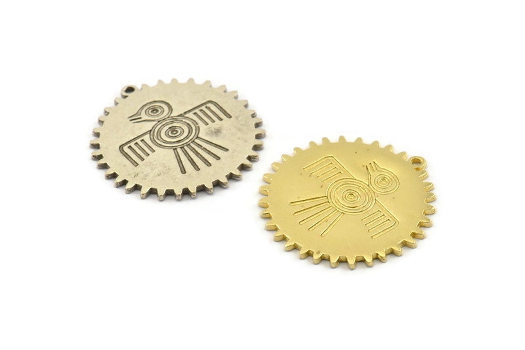 Mayan Pendant, Silver Mayan Charm, Brass Mayan Charm, Mayan ...