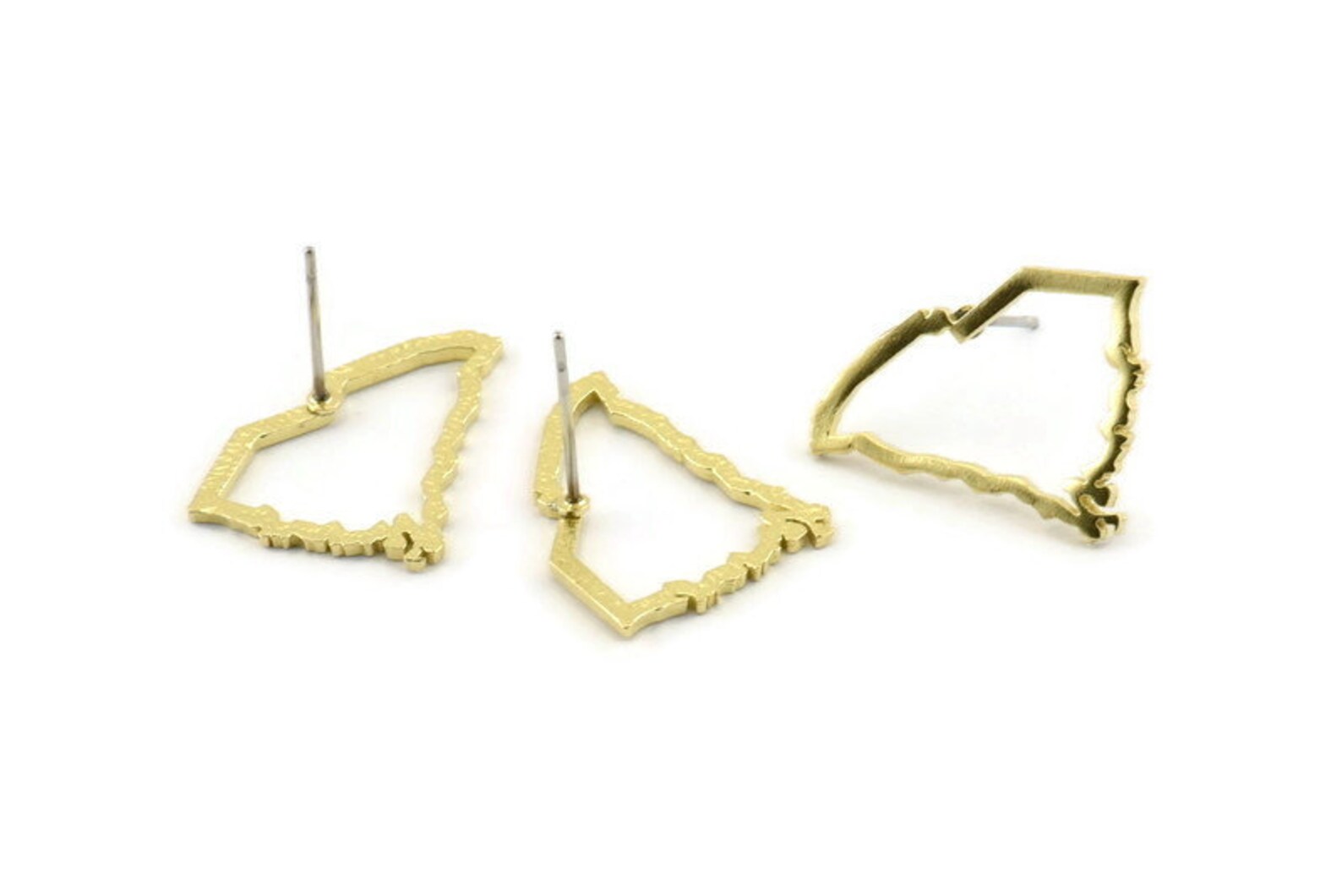 Brass Map Earring 8 Raw Brass South Carolina States Stud - Etsy