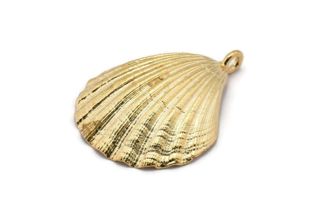 Gold Shell Charm, 1 Gold Plated Brass Sea Shell Charm With 1 Loop ...
