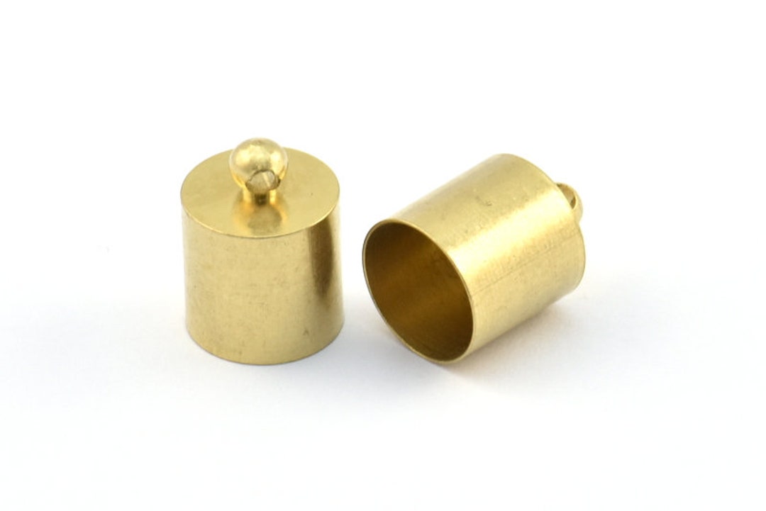Brass Barrel End, 25 Raw Brass Barrel End With Loop - 10x14mm Leather ...