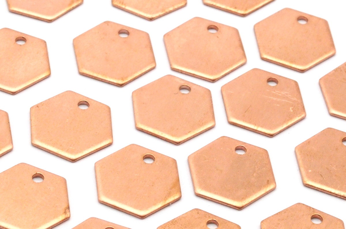 Copper Hexagon Charm 20 Raw Copper Hexagon Stamping Blank Tag | Etsy