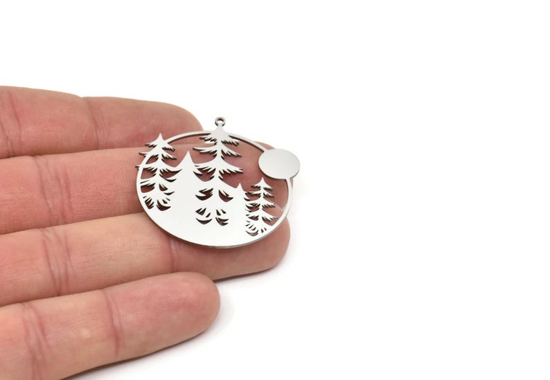 Steel Landscape Charm, Stainless Steel Sun and Tree Charms With 1 Loop ...
