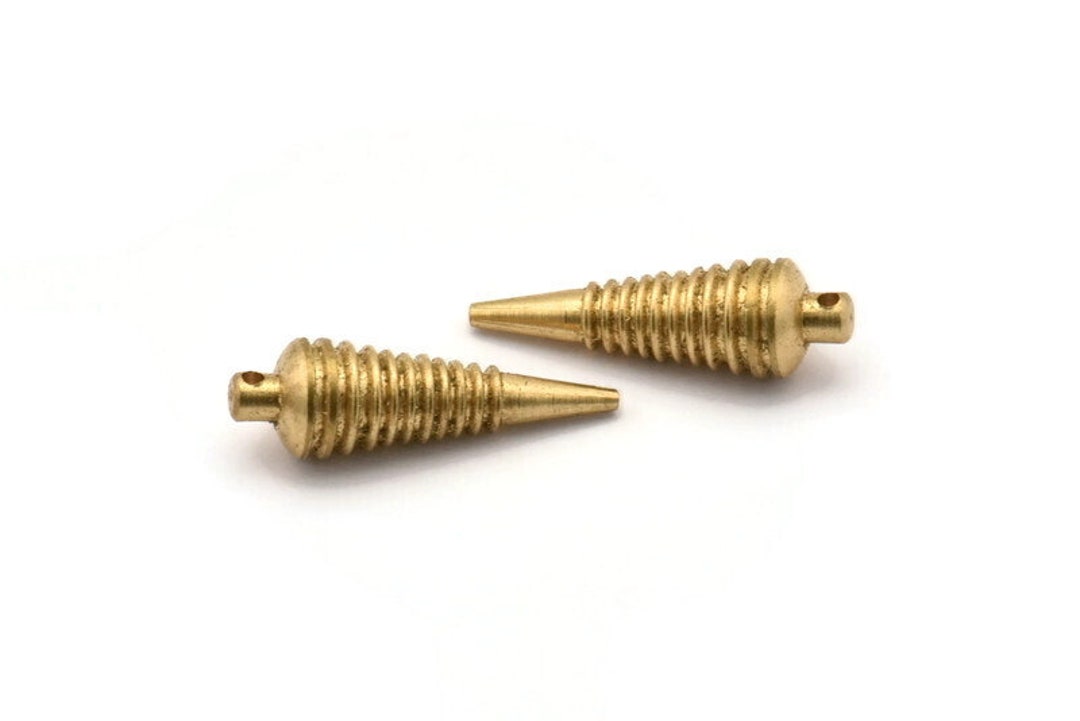 Raw Brass Spike, 5 Raw Brass Spike Tribal Pendants With 1 Loop (27x8mm ...
