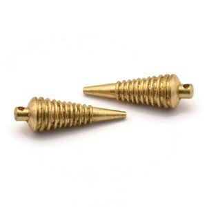 Raw Brass Spike, 5 Raw Brass Spike Tribal Pendants With 1 Loop (27x8mm ...