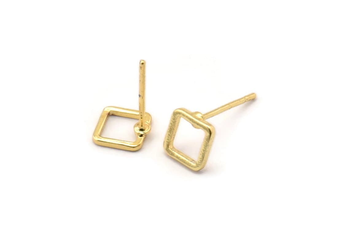 Gold Square Earring 10 Gold Plated Brass Square Stud Earrings - Etsy