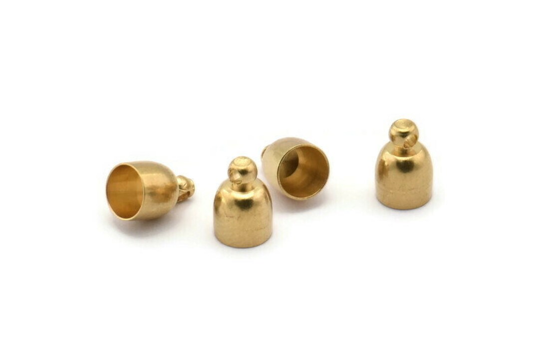 Brass End Cap, 50 Raw Brass End Cap , Cord Tip Cord End - (7x10mm) - Bs ...