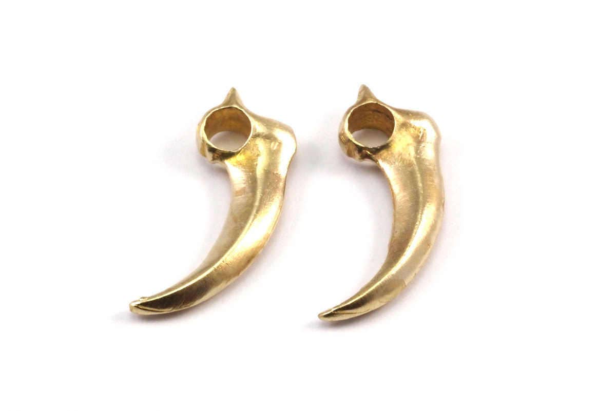 Brass Tiger Tooth 2 Raw Brass Tiger Tooth Necklace Pendants - Etsy