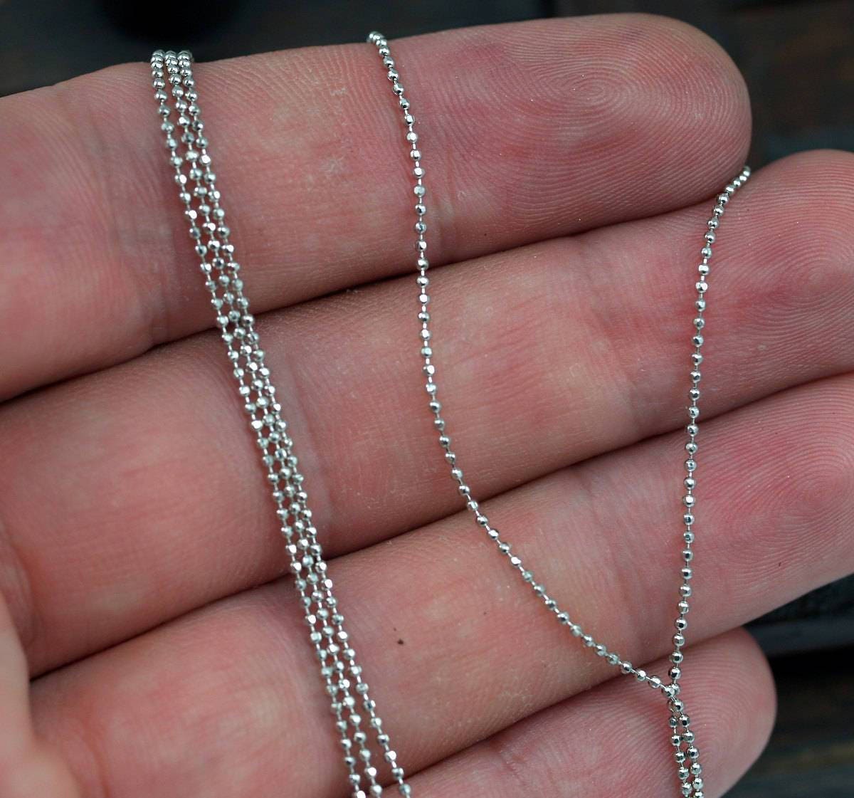 Silver Ball Chain, 5 M - 1mm Silver Tone Brass Faceted Ball Chain - W69 ...