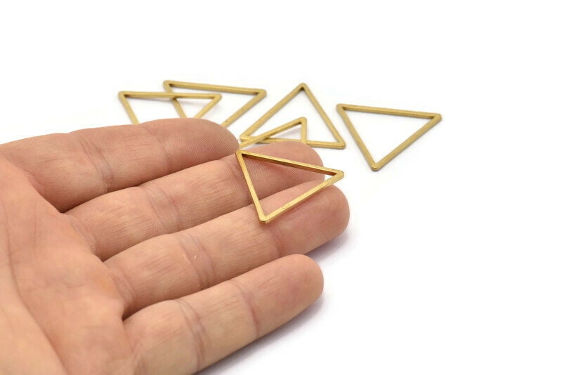 Brass Triangle Charm, 25 Raw Brass Open Triangle Ring Charms (27x1.2mm ...