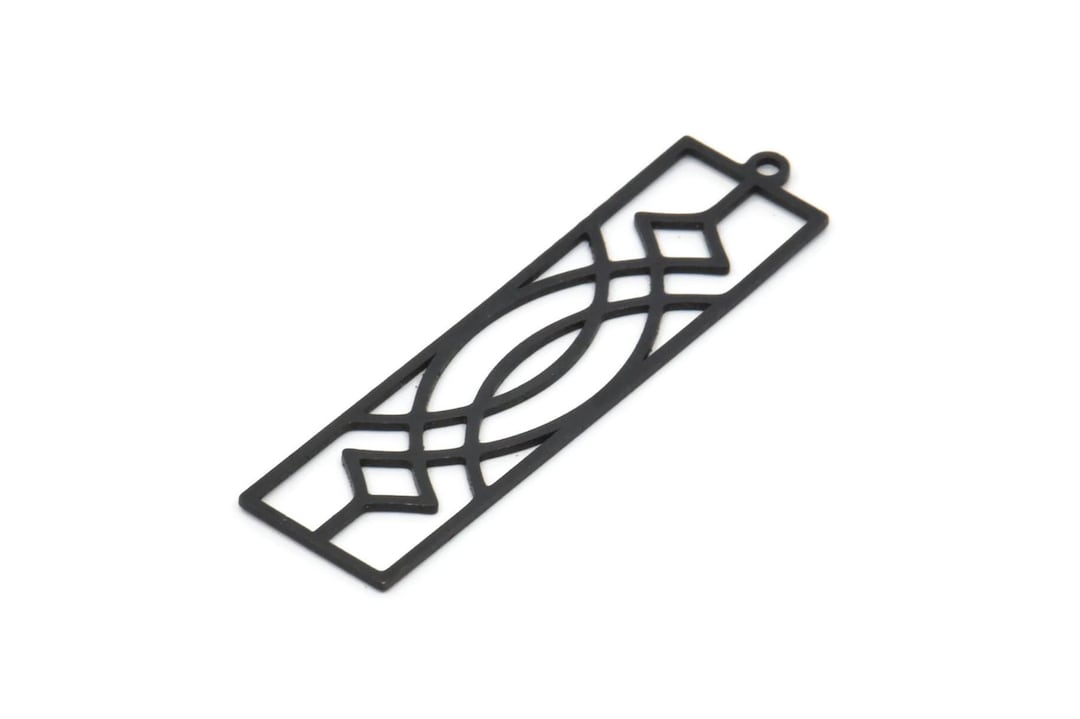 Black Rectangle Charm, 4 Oxidized Black Brass Rectangle Charms With 1 ...