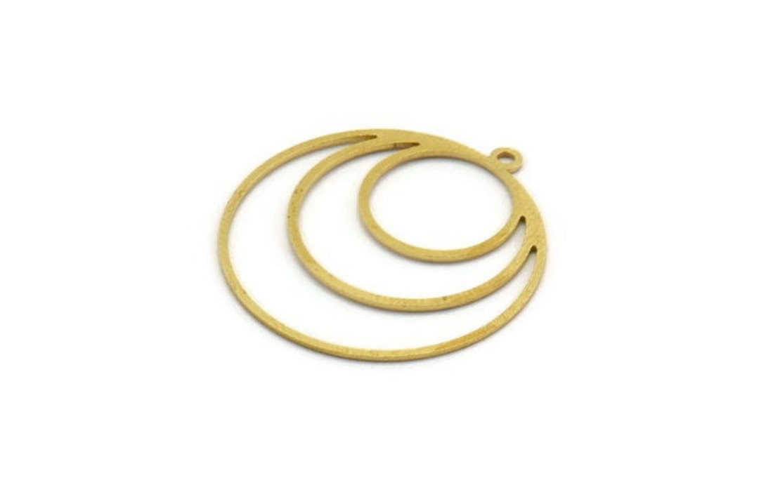 Brass Moon Charm, 4 Raw Brass Round Shaped Charms With 1 Loop, Round ...