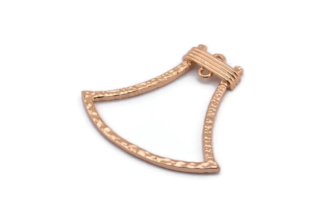 Rose Gold Bell Pendant, 1 Rose Gold Plated Brass Hammered Bell Pendants ...