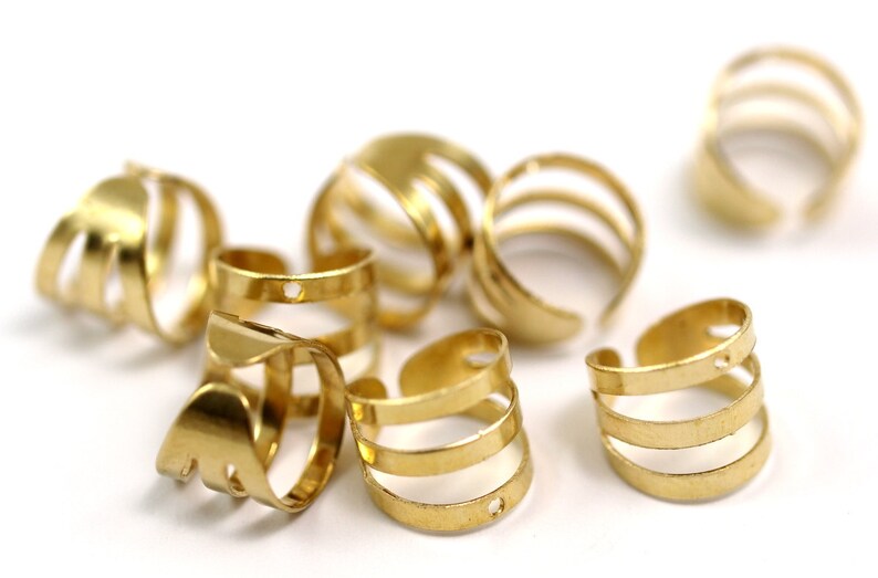 Wide Ear Cuff 30 Raw Brass Ear Cuffs With One Hole Round - Etsy