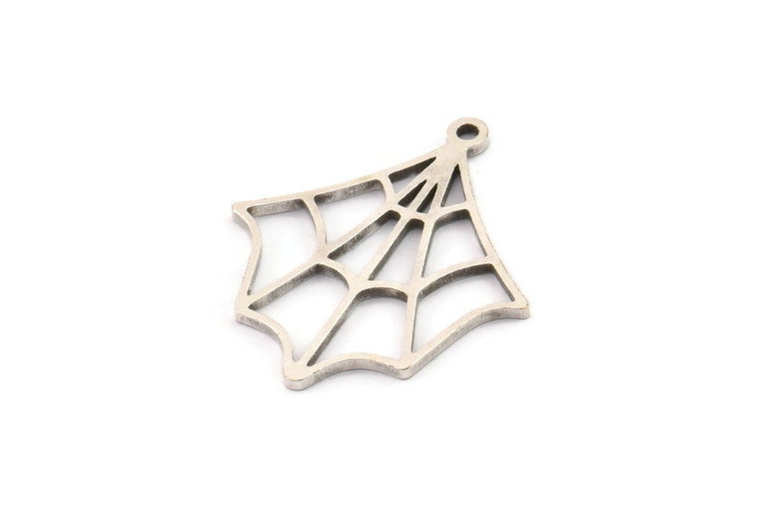 Silver Spider Web Charm, 6 Antique Silver Plated Brass Spider Web ...