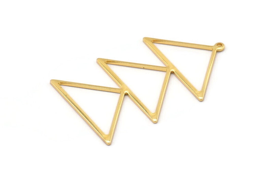 Gold Triangle Charm, 2 Gold Plated Brass Triangle Charms With 1 Loop ...