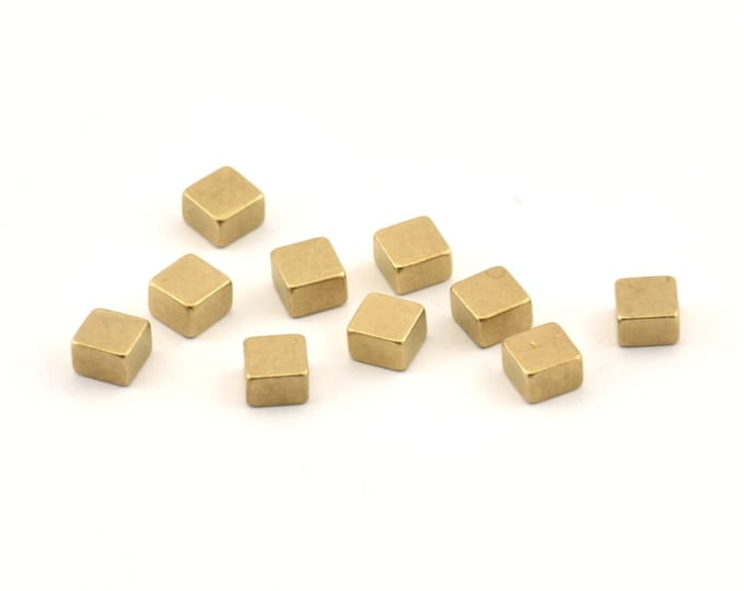 10 Pcs. Solid Brass 6x6 Mm Square Brass Bead , Hole Size 4.30 Mm - Etsy