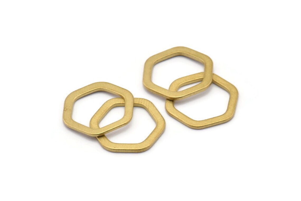 Small Hexagon Connector 12 Raw Brass Hexagon Connector Rings - Etsy