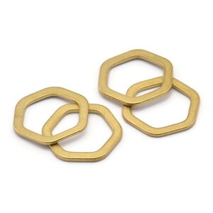 Small Hexagon Connector, 12 Raw Brass Hexagon Connector Rings (16x2x1 ...