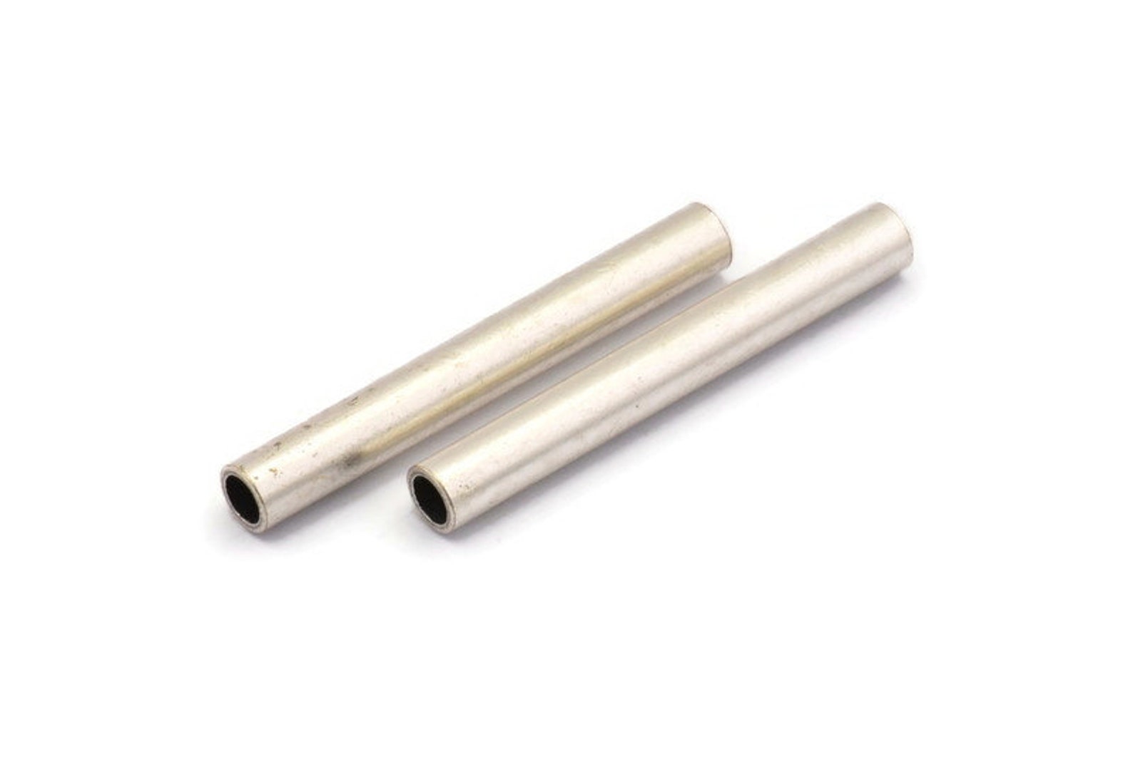 Industrial Long Tube, 6 Antique Silver Plated Brass Industrial Long ...