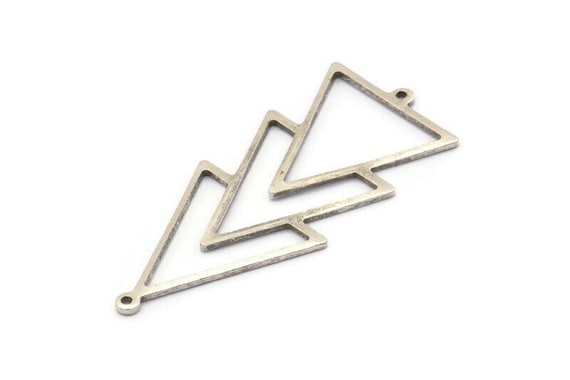 Silver Triangle Charm 4 Antique Silver Plated Brass Triangle | Etsy