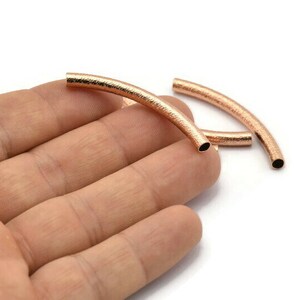 Textured Curved Tubes - 8 Rose Gold Plated Brass Textured Curved Tubes ...