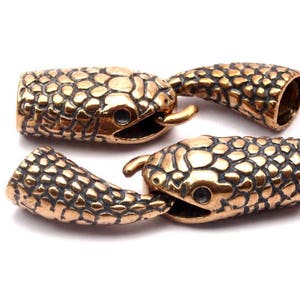 Snake Leather Clasp, Oxidised Bronze Snake Leather Clasp Hole Size (6 ...
