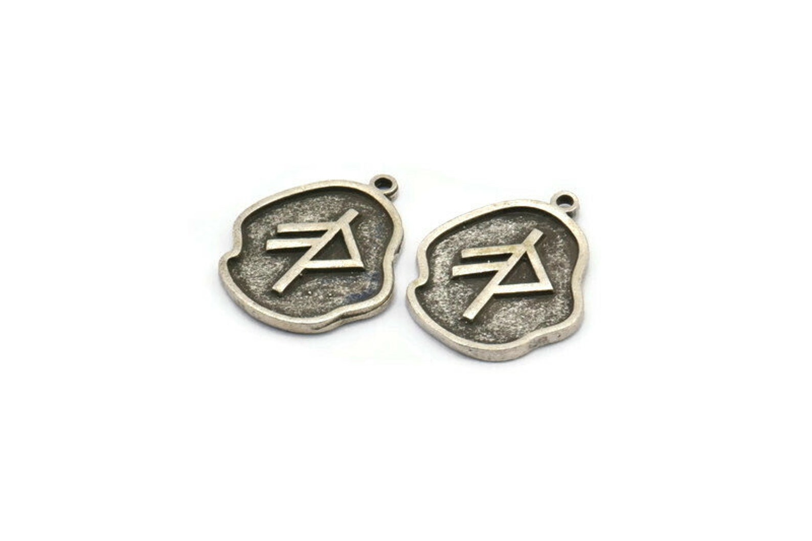 Nordic Runes Charm, 4 Antique Silver Plated Brass Viking Grace Symbol ...