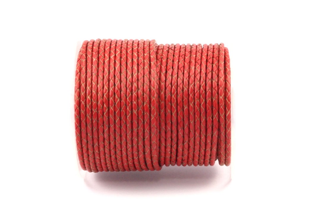 Red Braided Leather Cord, 1 Meter Leather Cord, Genuine Round Leather ...
