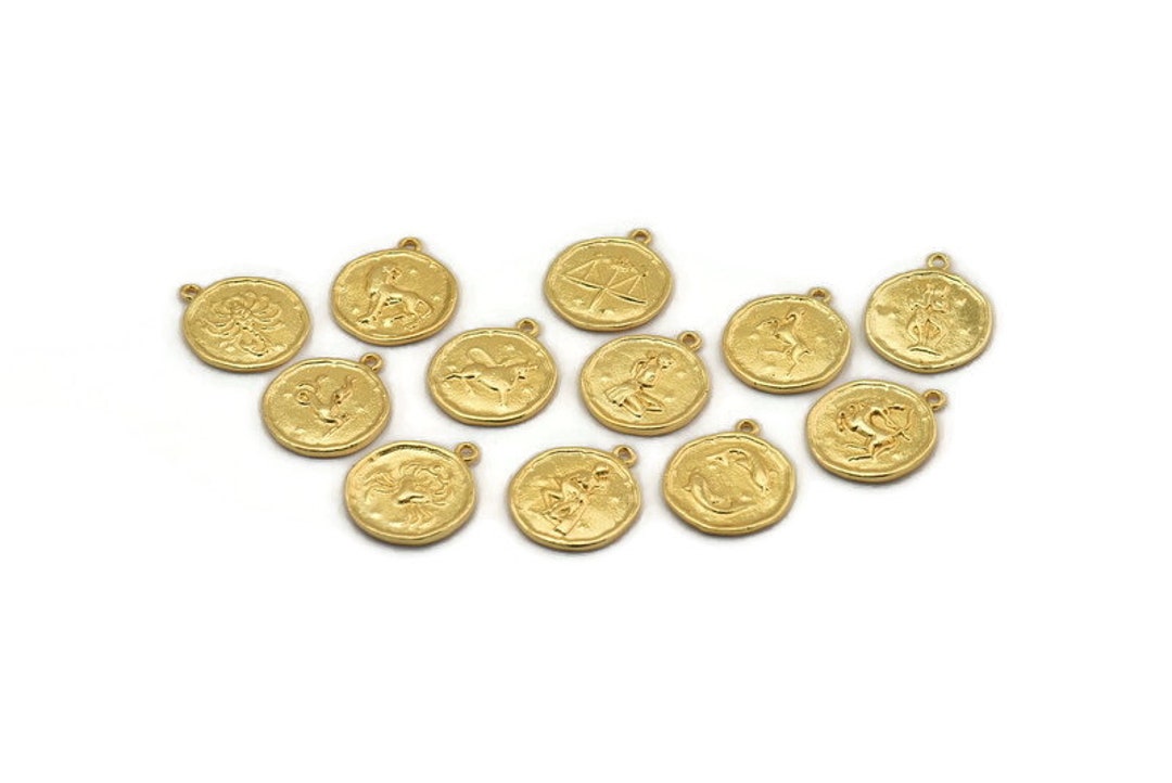 Gold Zodiac Signs, All 12 Zodiac Signs, Zodiac Sign Charms, Gold Plated ...
