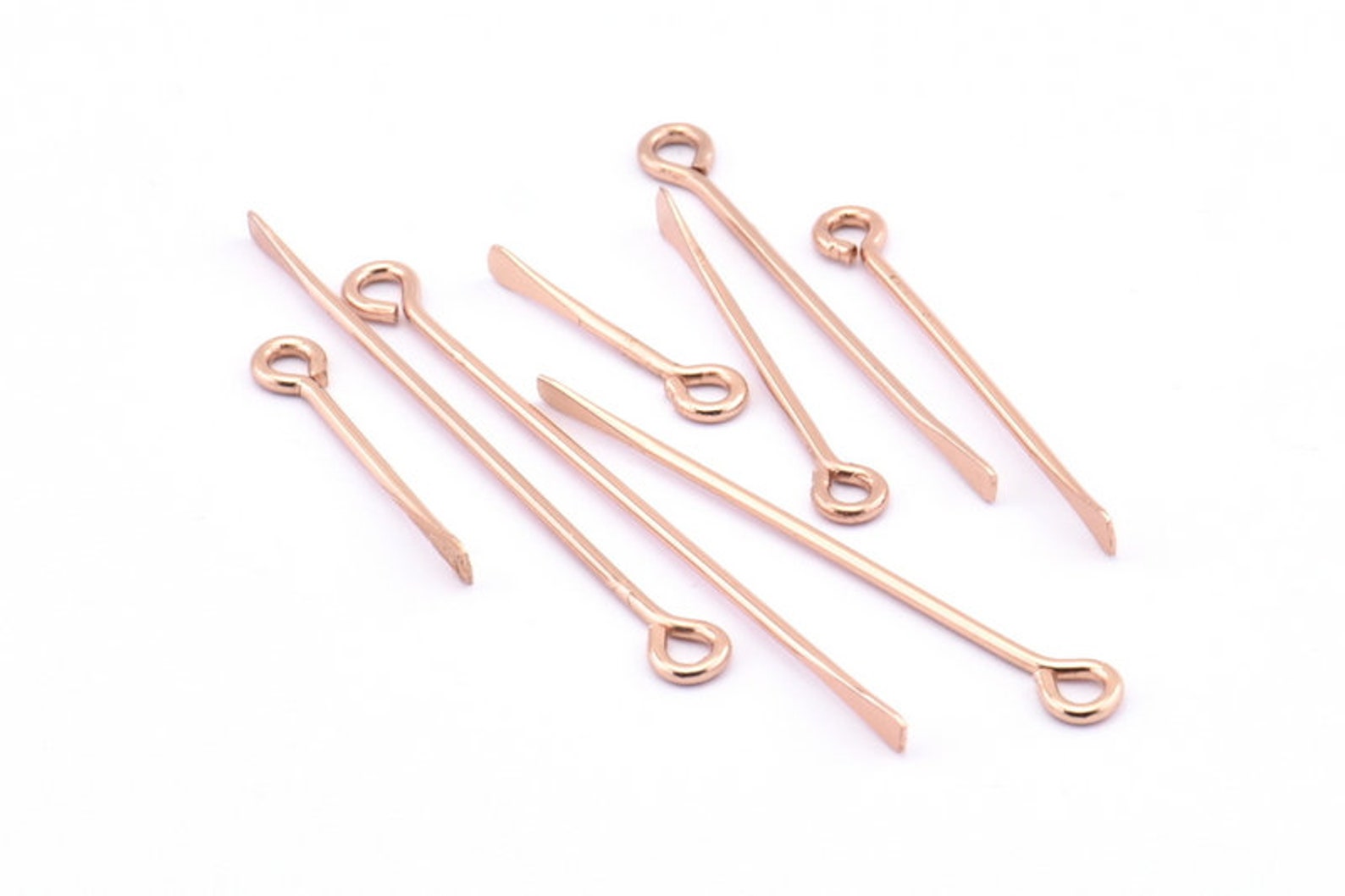 Paddle Eye Pins, 6 Rose Gold Plated Brass Paddle Eye Pins Customized ...