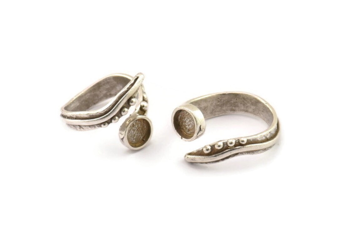 Silver Ring Setting, Antique Silver Plated Brass Adjustable Rings With ...