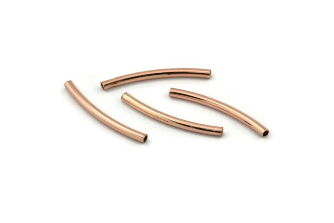 Rose Gold Tube, 24 Rose Gold Plated Brass Curved Tubes (2x25mm) D0202 ...